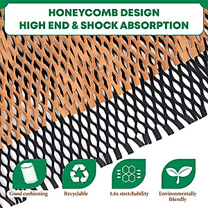 TDZWIN Honeycomb Packing Paper, 15"x 213' Eco Friendly Packing Paper for moving, Recyclable Honeycomb Packing Paper Wrapping Protective Roll With 12 Fragile Sticker Labels & 100Ft Jute Twine Brown