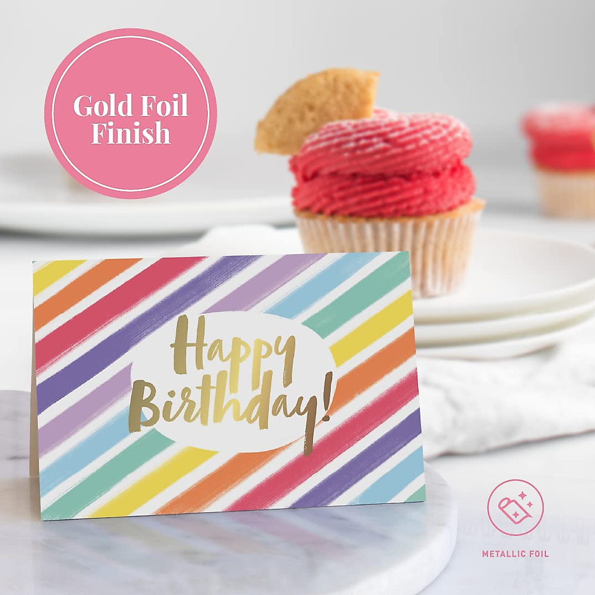 Rileys Rainbow Birthday Cards Assortment, 50-Count | 5 Designs, Wishing Cards for Kids and Adults, Greeting Cards with Envelopes Included, Bulk Variety Pack