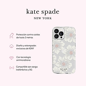 kate spade new york Protective Hardshell Case for iPhone 13 Pro Max - Hollyhock Floral Clear
