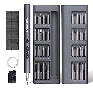 COMOWARE Mini Electric Screwdriver-50 in 1 Precision Small Electric Screwdriver Set for PC Building with LED Light & 48 bits, Magnetizer, Magnetic Mat, Handy Repair Tool for Phone Watch Camera