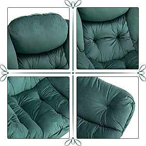 HollyHOME Modern Fabric Large Lazy Chair, Accent Oversized Comfy Reading Chair, Thick Padded Cozy Lounge Chair with Armrest, Leisure Sofa Chair for Living Room, Bedroom, Dorm, Dark Atrovirens