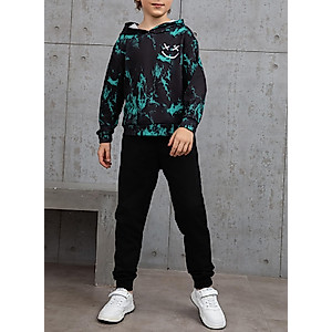blibean Teen Boy Fall Clothes Sets Hoodies Preteen Kid Clothing Sweatshirt Pants Suit Two Piece Outfit Size 7-8 Year Old