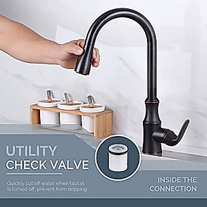 Pull Down Faucet Spray Head, Angle Simple Kitchen Sink Faucet Sprayer Nozzle Head Pull Out Hose Sprayer Replacement Part Faucet Head Kitchen Tap Sprayer Spout, Oil Rubbed Bronze