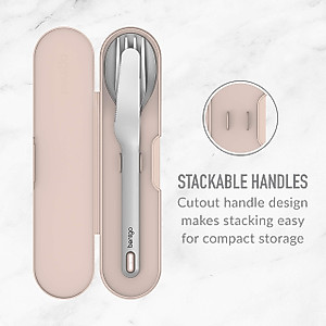 Bentgo Stainless Travel Utensil Set - Reusable 3-Piece Silverware Set with Carrying Case, High-Grade Premium Steel, BPA-Free Case, Eco-Friendly - Ideal for Travel, Camping, and Office Use (Rose)