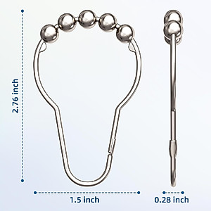 Fotoumgl Shower Curtain Rings, Rust Proof Metal Smooth Glide Shower Curtain Hooks, Stainless Steel Nickel Chrome Plating Curtain Rings for Bathroom Shower Curtain Rods- Set of 12