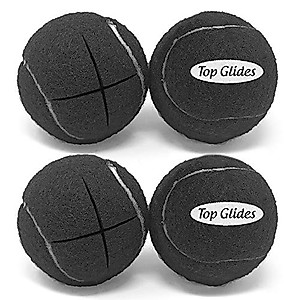 Top Glides Precut Walker Tennis Ball Glides - Black - 2 Pairs