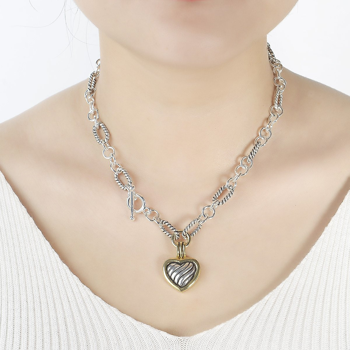 UNY JEWEL Jewelry Fashion Trendy Pendants Antique Pendant Heart cable wire Desinger Inspired Women Charms Necklace Gift 16.5 Inch Long