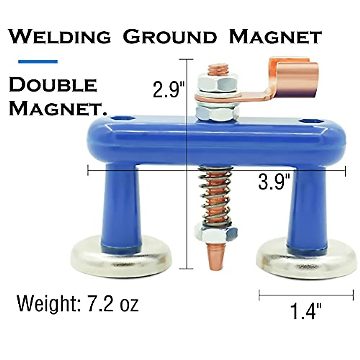 Magnetic Ground Clamp Welding Magnet - Welding Ground Clamp For Welder Copper Tail Ground Connector 500A, Double Magnet