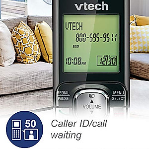 VTech CS6529 DECT 6.0 Phone Answering System with Caller ID/Call Waiting, 1 Cordless Handset, Silver/Black