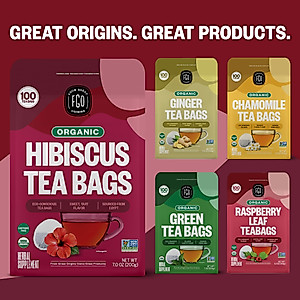Organic Hibiscus Tea Bags | 100 Tea Bags | Eco-Conscious Tea Bags in Kraft Bag | Raw from Egypt | by FGO