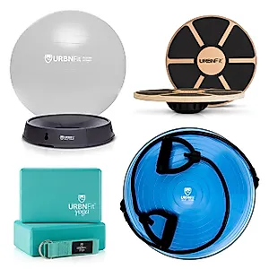 URBNFit Yoga Blocks 2 Pack - Sturdy Foam Yoga Block Set with Strap for Exercise, Pilates Workout, Stretching, Meditation, Stability - High Density Non Slip Brick, Fitness Accessories