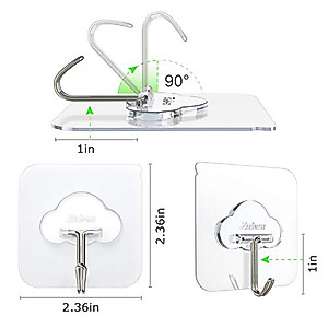 Znben Wall Hooks Adhesive Hooks Heavy Duty 13lb(Max), Sticky Hooks for Hanging Transparent Utility Hooks Wall Hooks for Kitchen Bathroom Office Shower Window 10 Pack
