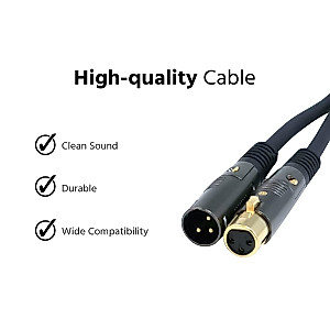 Monoprice XLR Male to XLR Female Cable - 25 Feet - Black, 16AWG, Gold Plated, Microphone & Interconnect - Stage Right Series