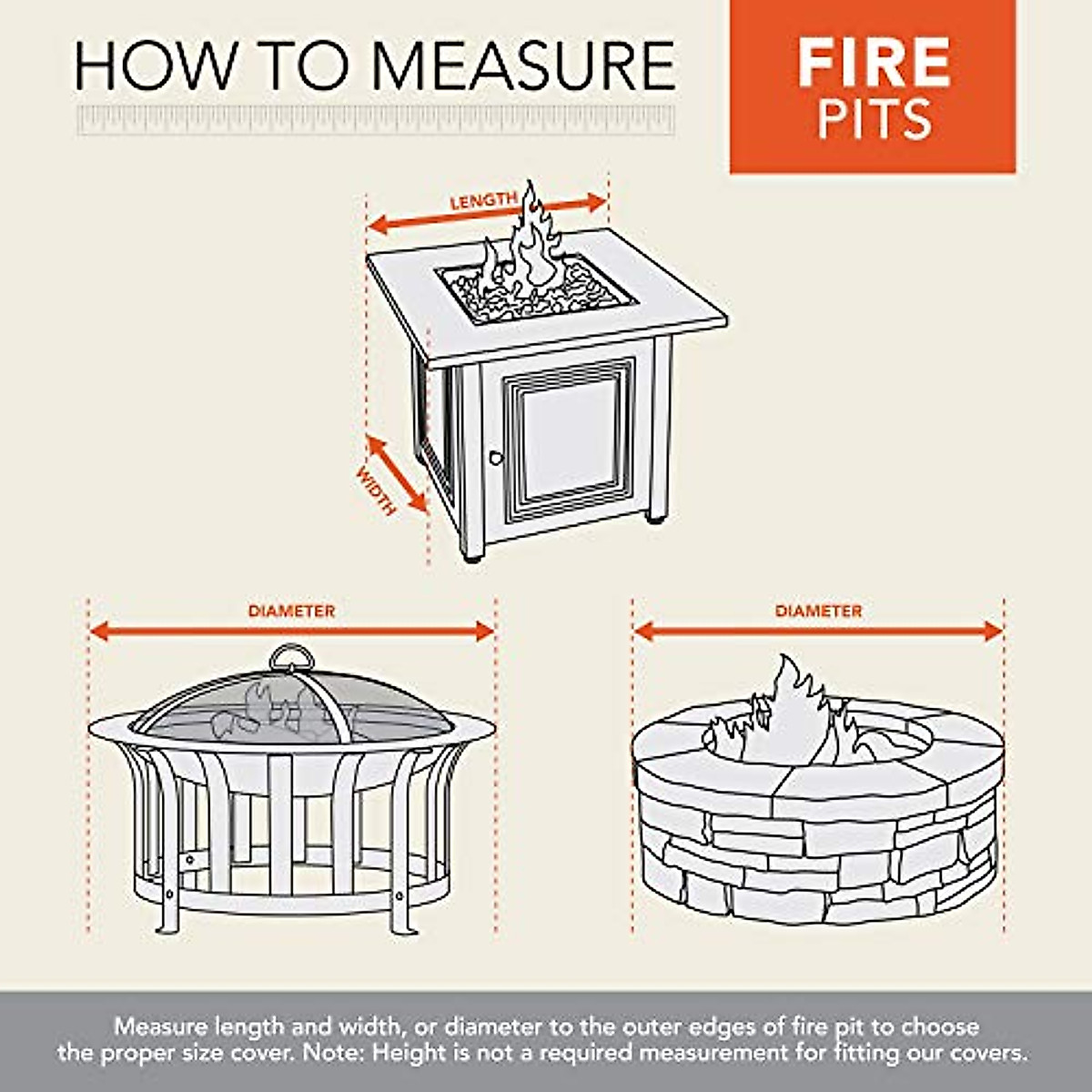 Modern Leisure Water-Resistant, 35 in Patio Fire Pit Cover, inch, Beige,Khaki