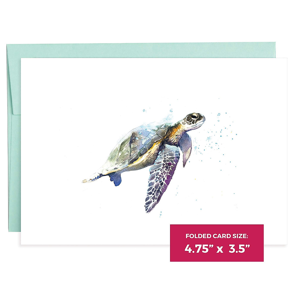 L'apostrophe Marine Life - Blank Note Cards with Envelopes - Blue Whale - Turtle - Narwhal - Penguin - Assorted Set of 16 Animal Greeting Cards for All Occasions - 4.75" x 3.5"
