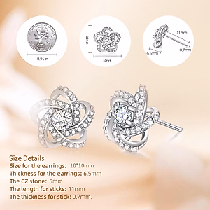 GEORGE · SMITH Earrings for Women, 925 Sterling Silver Flower Stud Earrings Hypoallergenic Sliver Earrings, 5A Cubic Zirconia Earrings Jewelry Gifts for Anniversary Birthday Mother‘s Day for Women