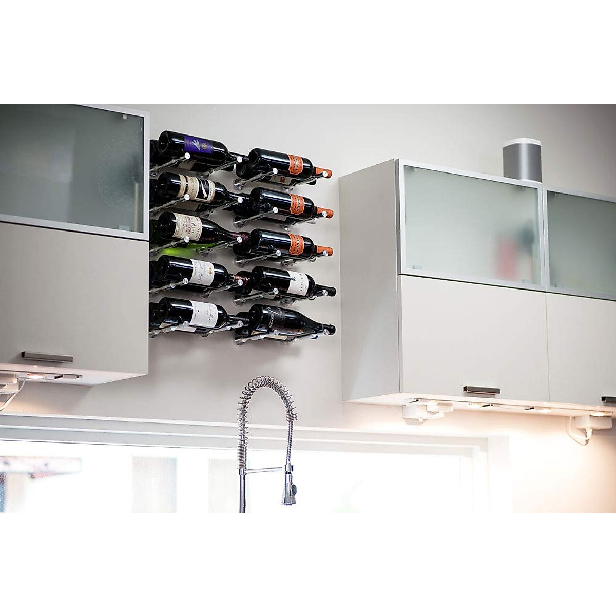 VintageView Vino Series - Vino Pins Designer Kit 6 Bottle Wall Mounted Wine Rack (Milled Aluminum) Stylish Modern Wine Storage with Label-Forward Design