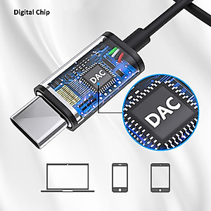 Kamon K544 USB-C Wired Earbuds, Magnetic in-Ear Earphones Headphone with Mic Tangle-Free Cord, Built-in DAC Chip, Powerful Bass & Crystal Clear Audio, for Mac, iPad Pro, Samsung Galaxy, Google (Black)