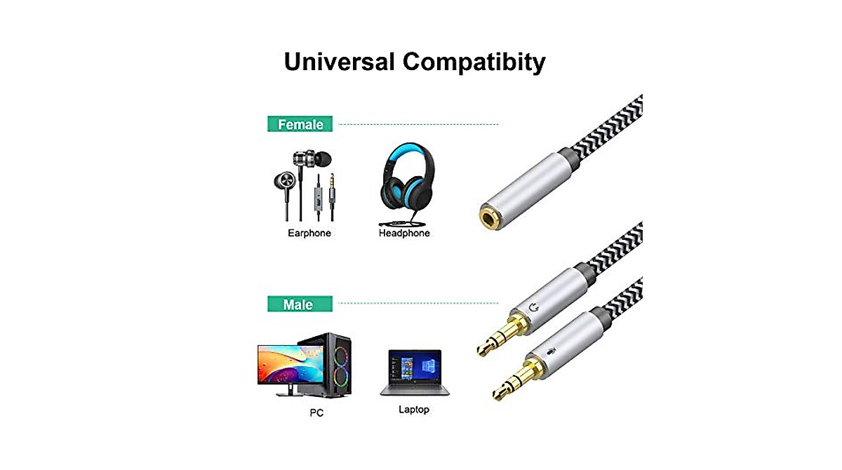 MORELECS 3.5mm Headphone Mic Splitter for Gaming