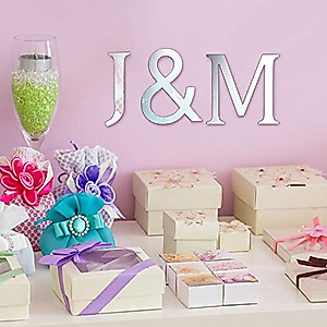 27 Pieces Alphabet Mirror Decal Name Sticker Art Silver Acrylic 26 Letters Wall Decals with & Symbol Decorative Mirror Wall Stickers for Wedding Children Baby Girls Birthday Party Bedroom