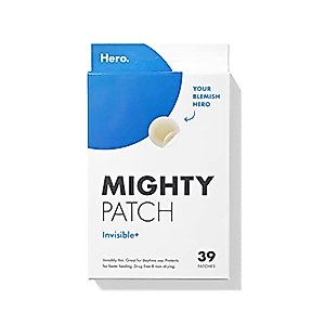Mighty Patch Invisible+ from Hero Cosmetics - Daytime Hydrocolloid Acne Pimple Patches for Covering Zits and Blemishes, Ultra Thin Spot Stickers for Face and Skin, Vegan-friendly and Not Tested on Animals (39 Count)
