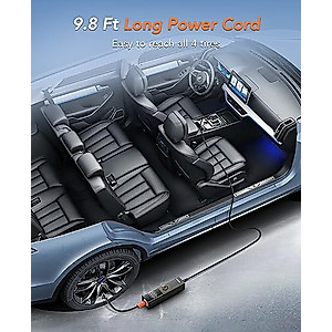 ZGZUXO Tire Inflator Portable Air Compressor,DC 12V Small Pump for Car Tires,150PSI Electric with Digital Pressure Gauge,LED Light Motorcycle Bike Ball,Bike Pump,Black-orange (CZK-3640)