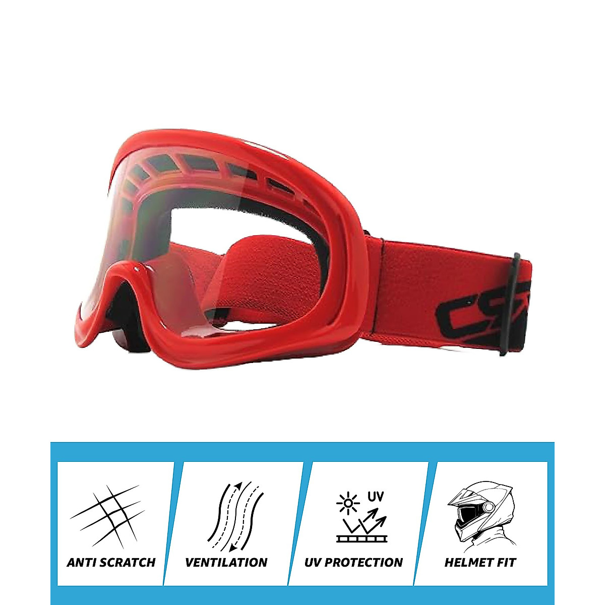 CRG Sports Motorcycle Goggle ATV Dirt Bike Off Road Racing Motocross Goggles for Men, Women, Adults