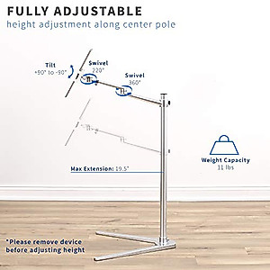 VIVO Aluminum Laptop Floor Stand for 4 to 14 inch Mobile Phones & Tablets, 12 to 17 inch Laptops, Height Adjustable 360 Degree Rotating Arm with Ventilated Tray, Silver STAND-LAP1F