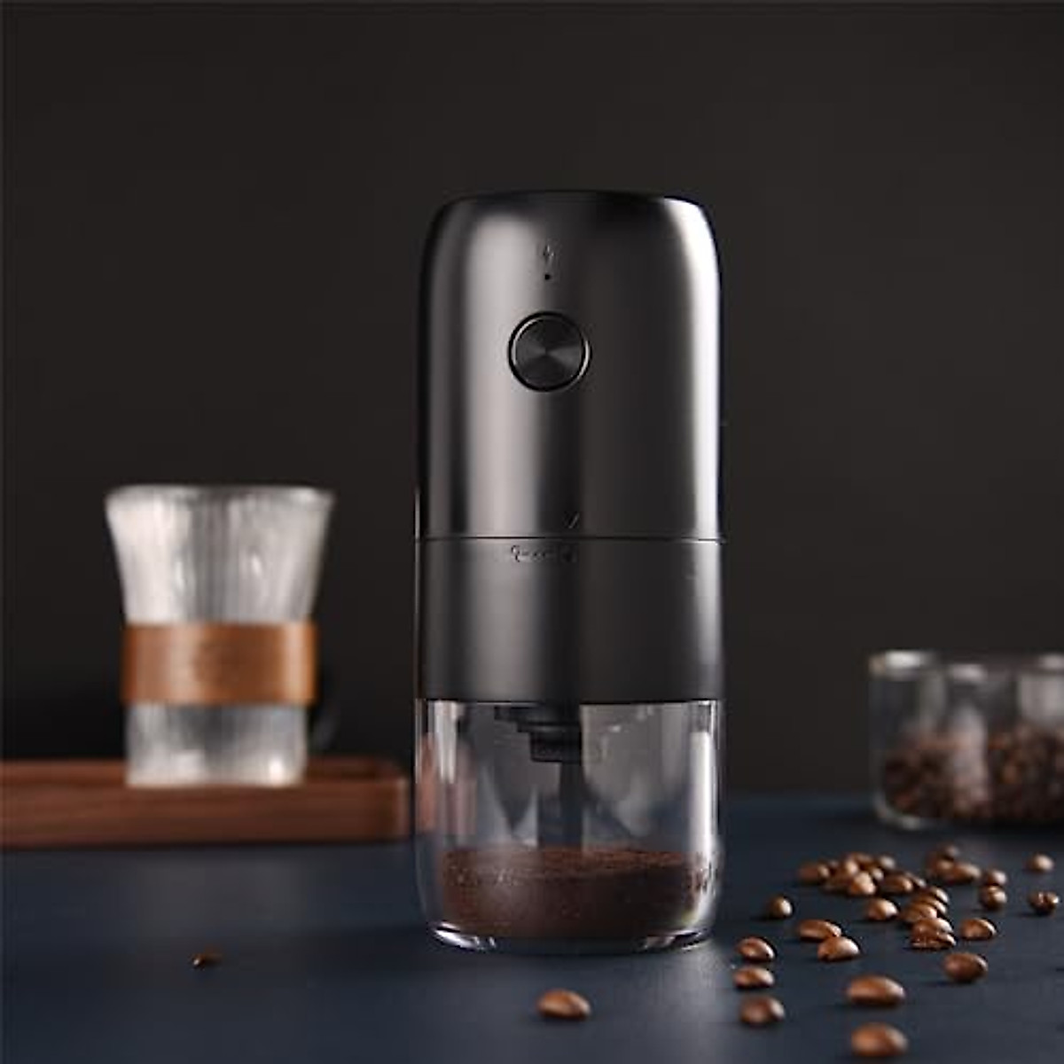 SPAOTREM Electric Coffee Grinders with Ceramic Cone Grinder Coffee Bean Grinder, Adjustable Coarseness, Type-C Portable Rechargeable Electric Espresso Coffee Grinder 30g (White)