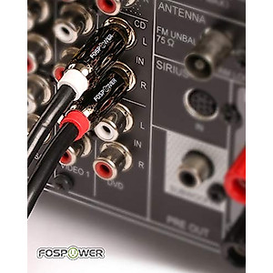 FosPower (2 Pack 2 RCA M/M Stereo Audio Cable [24K Gold Plated | Copper Core] 2RCA Male to 2RCA Male [Left/Right] Premium Sound Quality Plug - 6FT