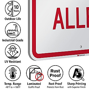 SmartSign 24 x 18 inch “Do Not Block Alley” Metal Sign, 80 mil Aluminum, 3M Laminated Engineer Grade Reflective Material, Red and White