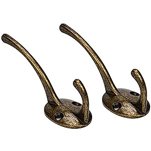 ZHHGTTUY Dual Wall Hooks Coat Hooks Heavy Duty Made of Strong Metal Cloth Hook (18Pcs,Antique Brass)