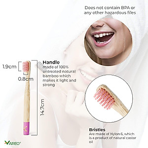 Vaireo Bamboo Toothbrushe - Soft Bristles Wooden toothbrushes - Organic Wooden Toothbrushes - 100% Natural, Eco-Friendly and Biodegradable (Kids Colourful 6 Pack)