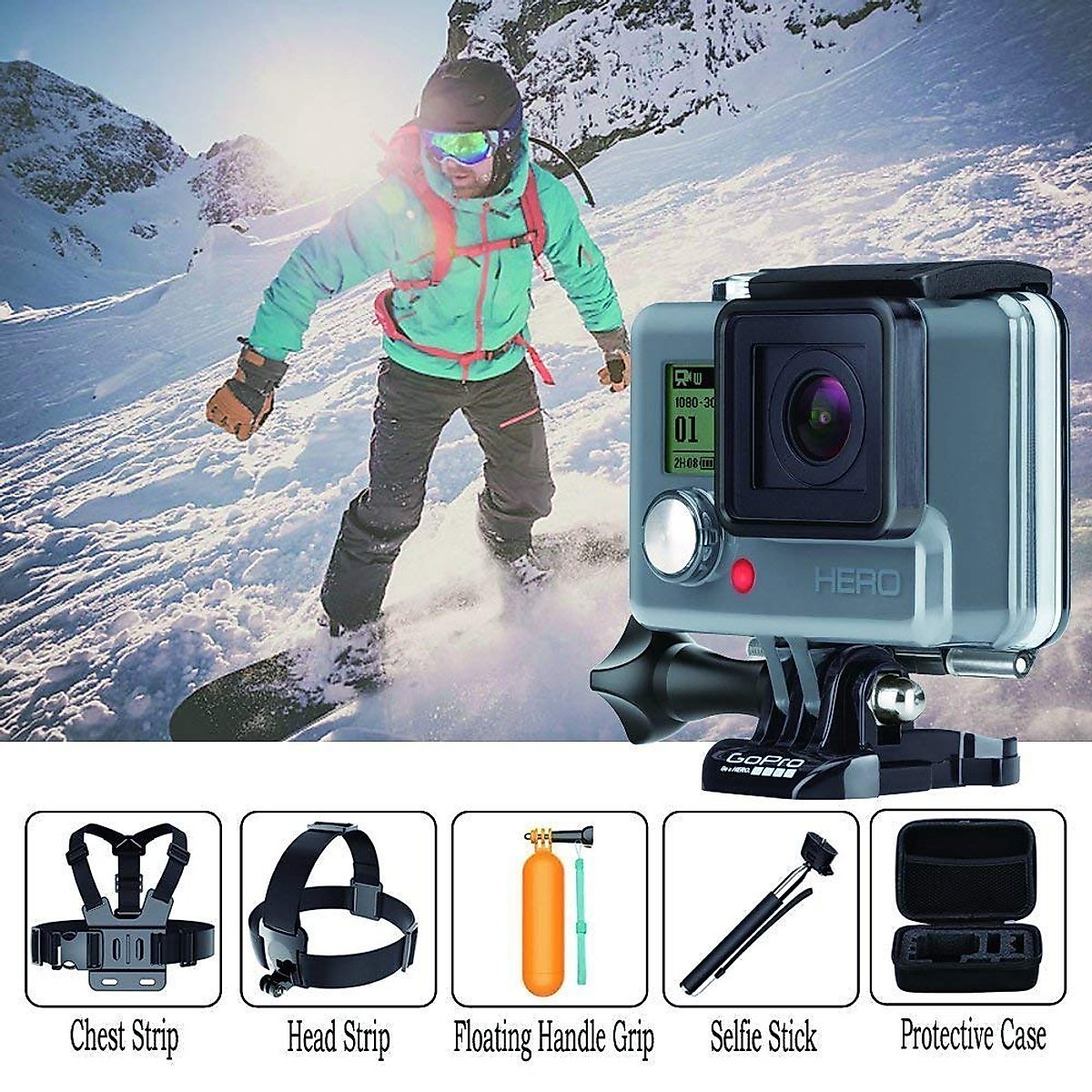 Navitech 18 in 1 Action Camera Accessories Combo Kit with EVA Case Compatible with The AKASO V50 Pro