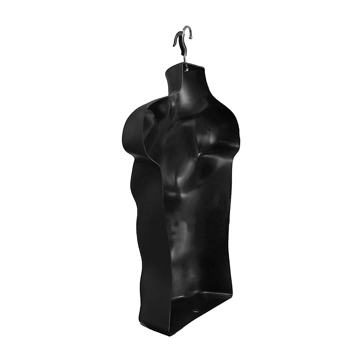 DisplayTown 2 Pack Black Male Mannequin Torso with Metal Stand Hollow Back Body Stackable Dress Form for Tshirt Display, Countertop, Craft Shows, Photos and Design, S-M Clothing Size
