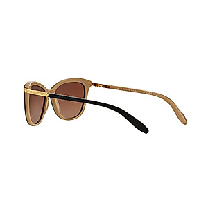 Ralph by Ralph Lauren Women's RA5203 Cat Eye Sunglasses, Shiny Black On Nude & Gold/Polarized Gradient Brown, 54 mm