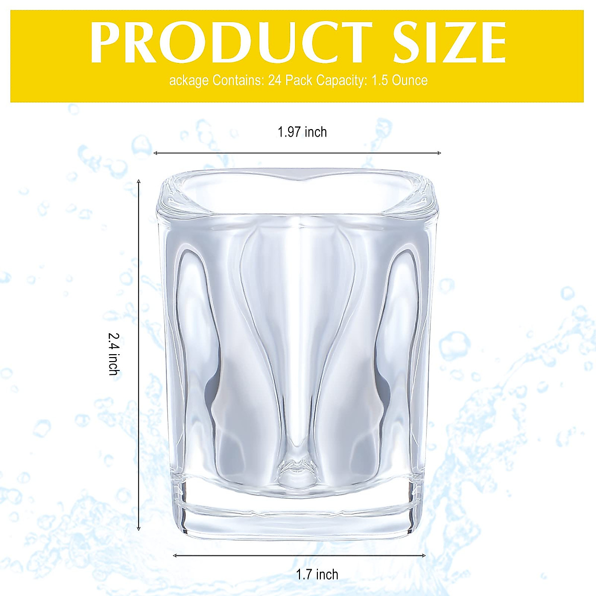 Set of 24 Heart Shot Glasses 1.5 oz Cute Shot Glasses Heart Shaped Clear Shot Glass Bulk Square Shot Glasses Tequila Shots for Women Cocktail Wine Espresso