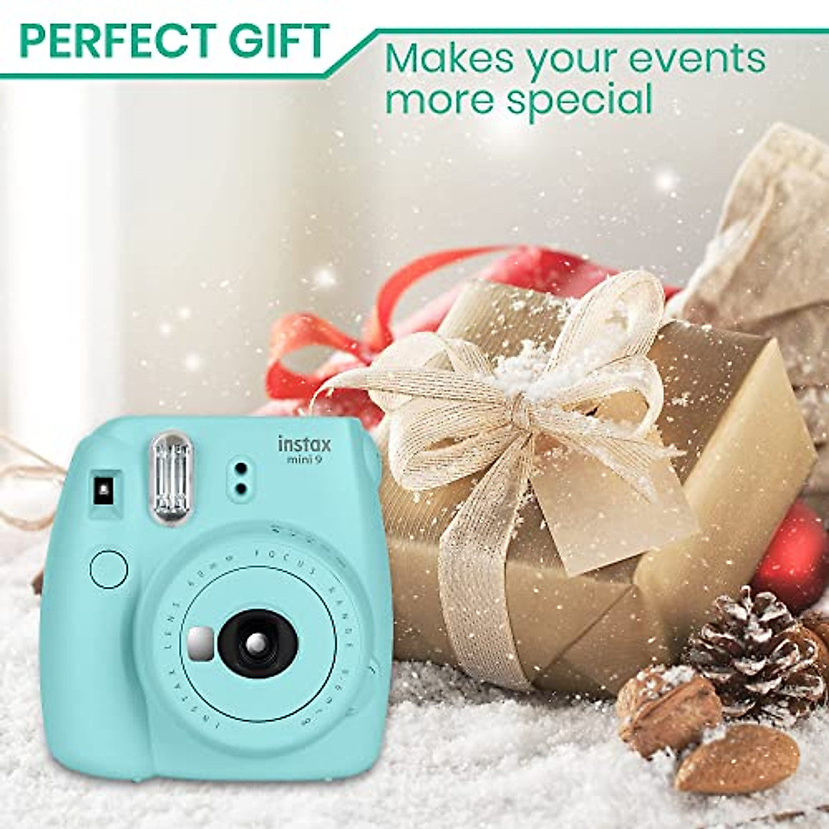 FujiFilm Instax Mini 9 Instant Camera + Fujifilm Instax Mini Film (60 Sheets) Bundle with Deals Number One Accessories Including Carrying Case, Selfie Lens, Photo Album (Flamingo Pink)