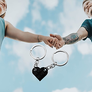 Brick Keychain for Couples Friendship - 2pcs Matching Heart Colorful Keychain Set for Couples Valentine's Day BFF (Black)