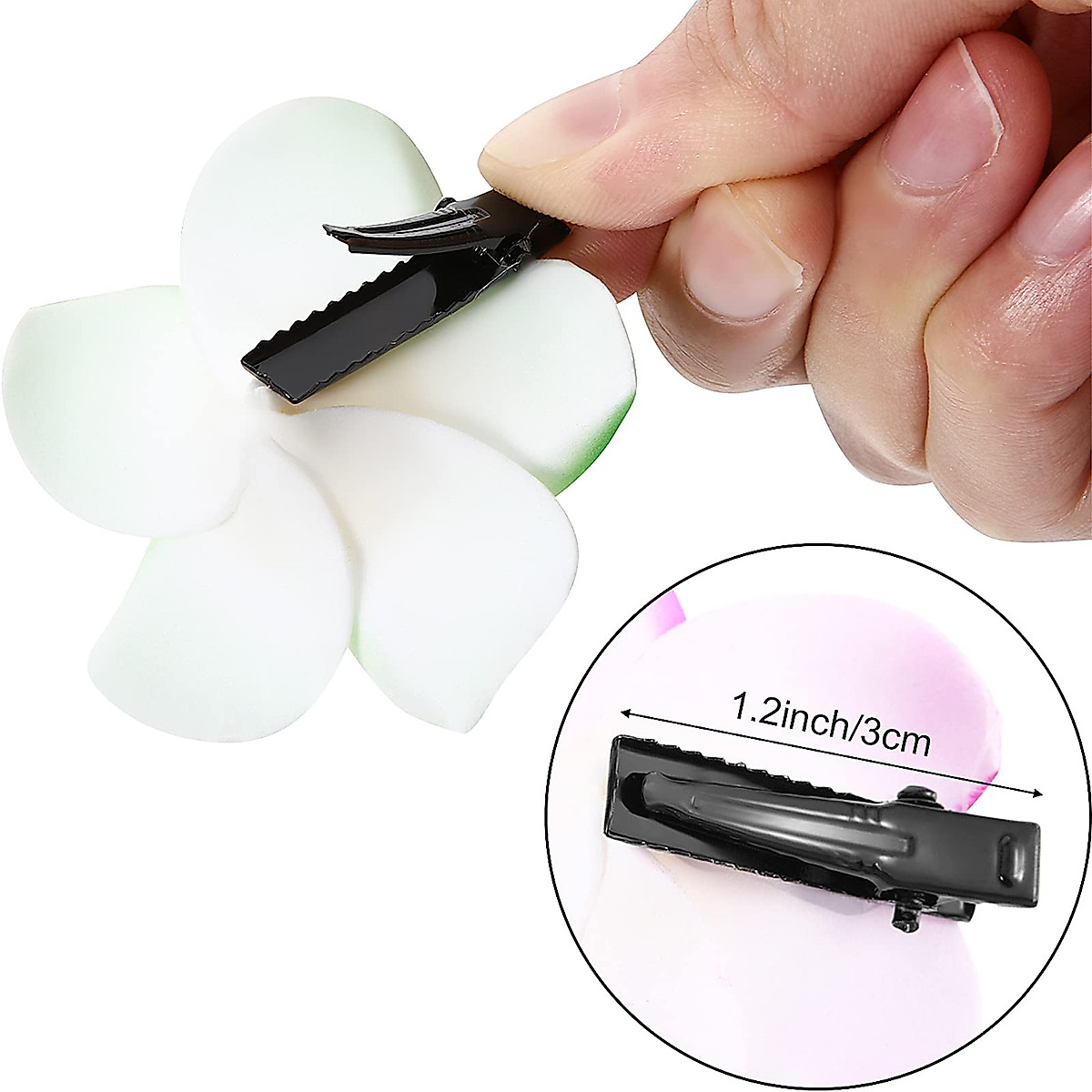 WILLBOND 36 Pieces Plumeria Flower Hair Clips Hawaiian Foam Flower Frangipani Artificial Clips for Bridal Wedding Luau Beach Tropical Vacation Party Hair Decorations(5 cm/ 1.97 inch)