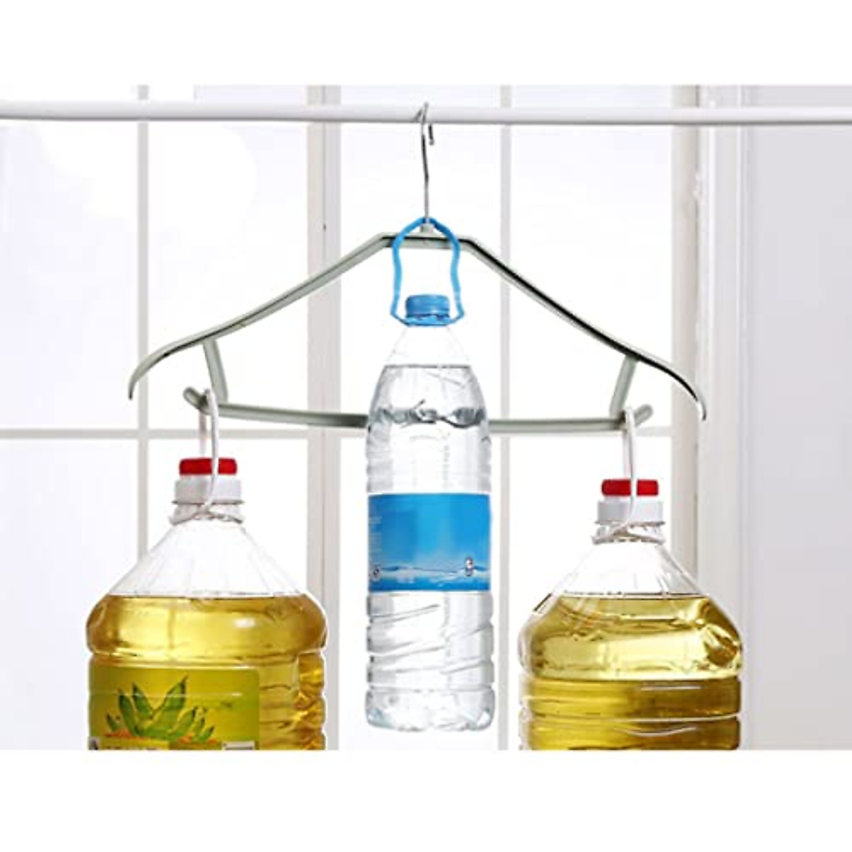 DOITOOL Plastic Hangers with Bar Hooks, 5Pcs Non- Slip Wide Shoulder Hangers, Slim& Space Saving Clothes Hanger for Jackets, Suits, Coats, Pants, Dress, 360- Rotating Swivel Hook (Blue)