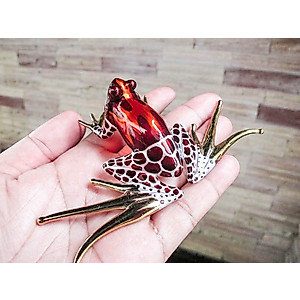 ZOOCRAFT Blown Glass Frog Figurine Brown Dart Hand Painted Animals Collection Miniature Home Garden Decor