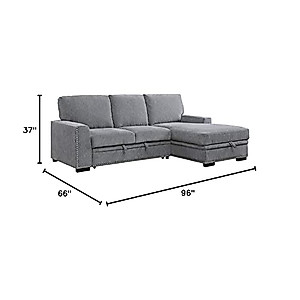 Lexicon Winona Sectional Sofa with Right Side Chaise, Gray