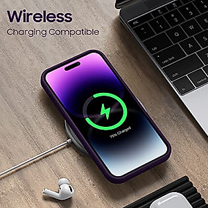 Uyiton [5 in 1 for iPhone 14 Pro Max Case, with 2 Pack Screen Protector + 2 Pack Camera Lens Protector, Liquid Silicone [Full Body] Protection Shockproof [Drop Protection] 6.7 inches, Dark Purple