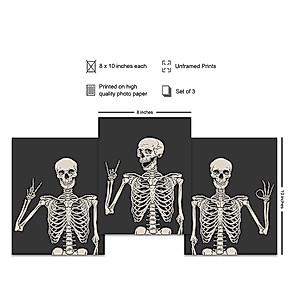 Skeleton Wall Art & Decor - Halloween Wall Decor - Gothic Home Decor - Goth Room Decor - Funny Skull Wall Decor - Pagan Gifts - Bedroom Dorm Man Cave - Men Boys Teens - Witchy Picture Poster Print