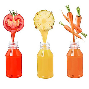 Aneco 30 Pack 4 Ounce Empty Plastic Juice Bottles Reusable Drink Containers with Lids Ideal for Storing Juices, Water and Other Homemade Beverages