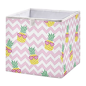 RunningBear Pineapples Fruit Summer Storage Basket Storage Bin Square Collapsible Toy Boxs Decorative Storage Boxes Organizer for Home Office