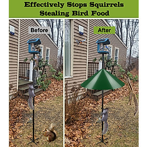 Ansionsol 19 Inch Wide Squirrel Baffle for Bird Feeder Pole, Outside Pole Mount Stopper & Bird House Guard for Outdoor Shepherd’s Hook, Green, 1 Pack