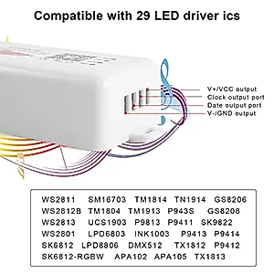 RGBZONE WS2812b WS2811 SP107E Music Bluetooth Controller, DC 5-24V, Support LED IC Chip Suit for LED Strip, iOS Android App Control, Module Buli-in Mic/AUX Input, Suit Indoor