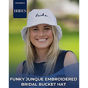 Funky Junque Vintage Embroidered Bucket Hat for Women Bundle: 1 Bride & 6 Squad (7 Pack)